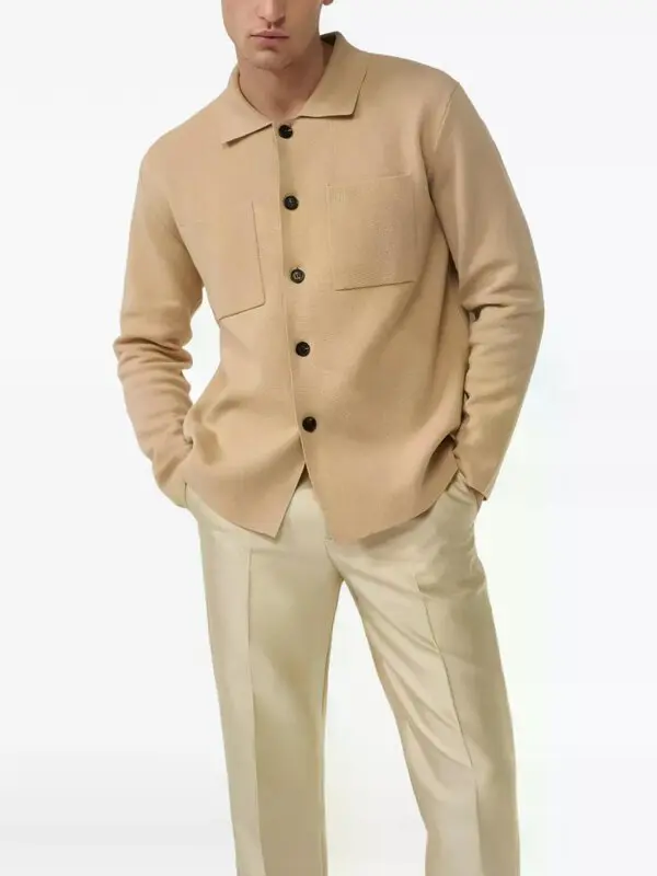 DOMAINE DES ARTISTES Knitted Patch-pocket Shirt Jacket - Neutrals