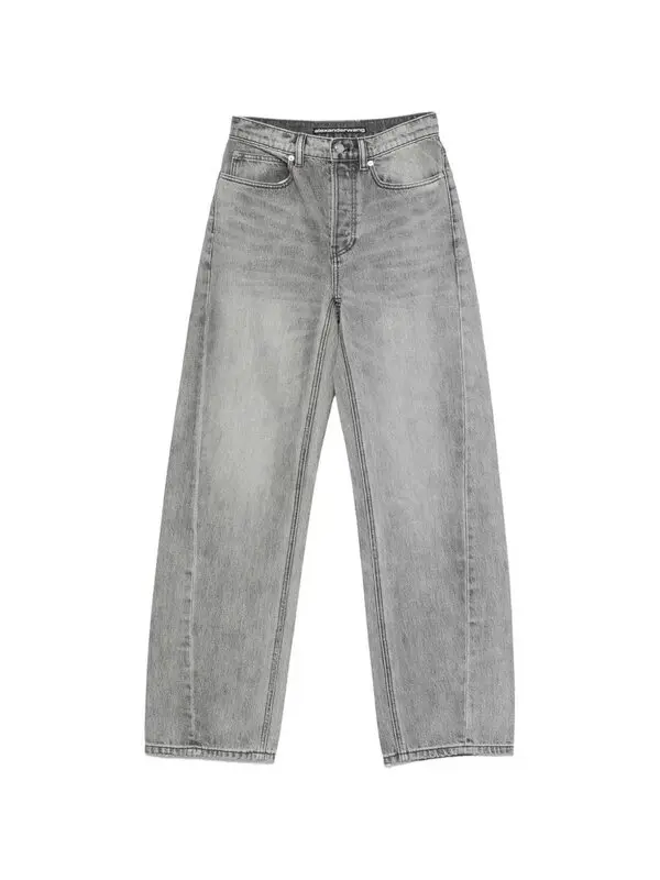Alexander Wang Logo Print Wide-leg Jeans - Grey