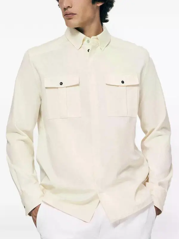 DOMAINE DES ARTISTES Flap-pocket Long-sleeve Shirt - Neutrals