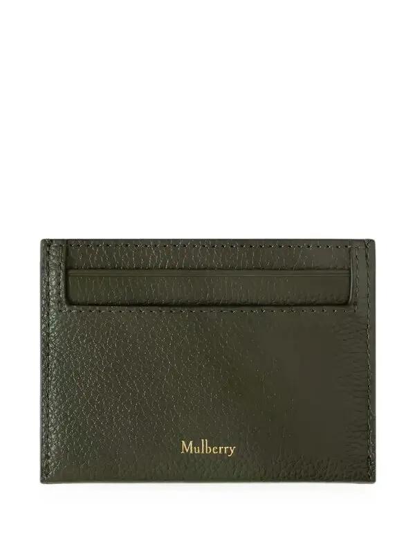 Mulberry Logo-print Grained Card Holder - Green
