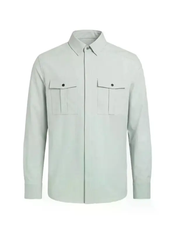 DOMAINE DES ARTISTES Flap-pocket Long-sleeve Shirt - Blue