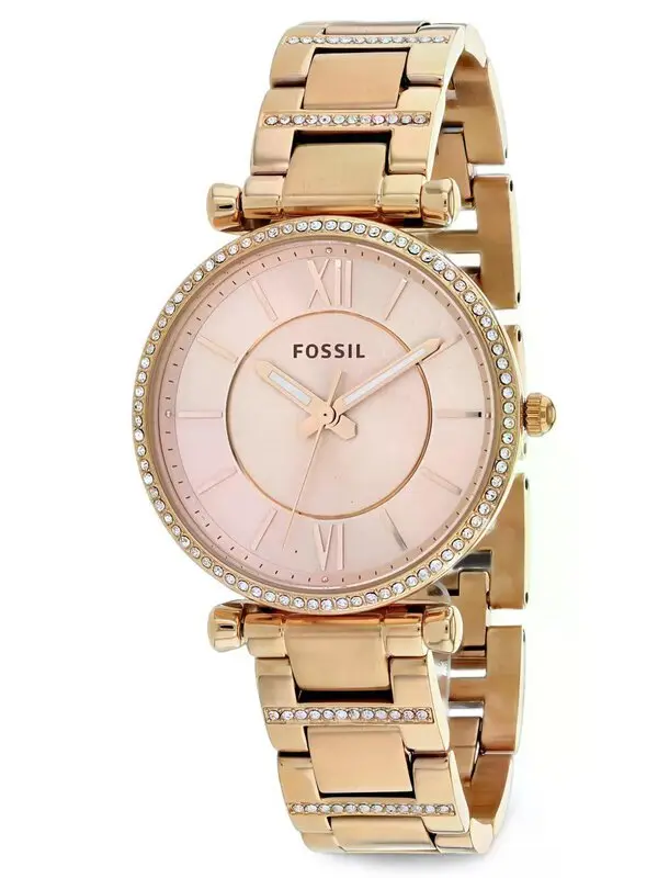 Fossil Carlie Crystal-embellished 35mm Watch - Pink