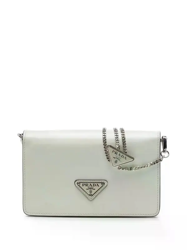 Prada 2013-2026 Mini Brushed Leather Chain Crossbody Bag - White