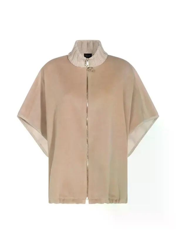 Fabiana Filippi Ribbed-knit Collar Zip-up Jacket - Neutrals