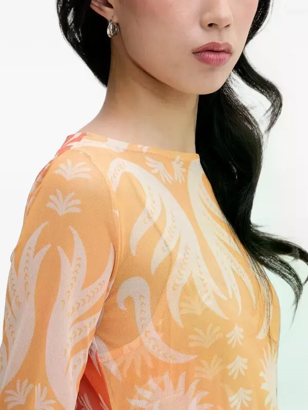 NEVER FULLY DRESSED Graphic-print Long-sleeve Midi Dress