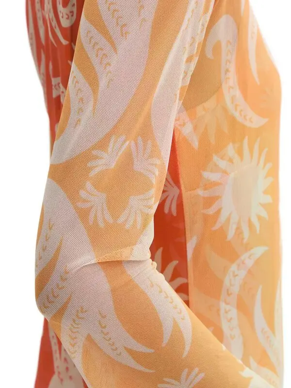 NEVER FULLY DRESSED Graphic-print Long-sleeve Midi Dress