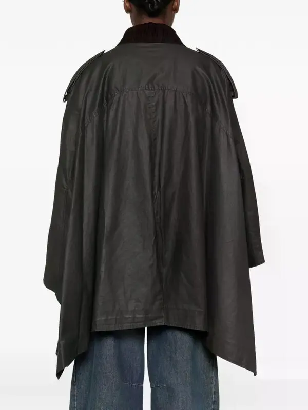 VICOLO Double-breasted Waxed Cape With Corduroy Collar