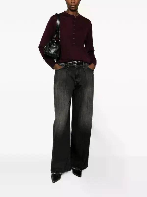 VICOLO Button-placket Sweater - Red