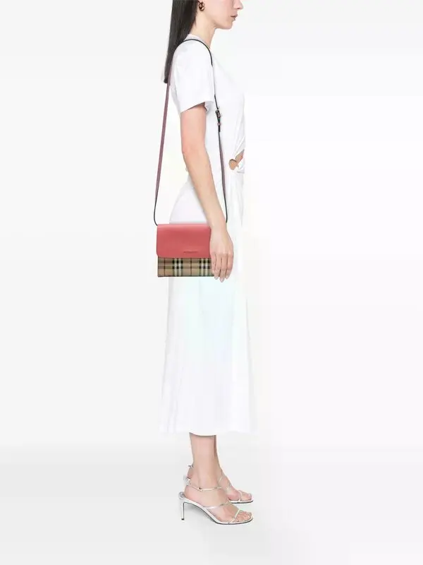 Burberry Haymarket Check Coated Canvas And Calfskin Crossbody Bag