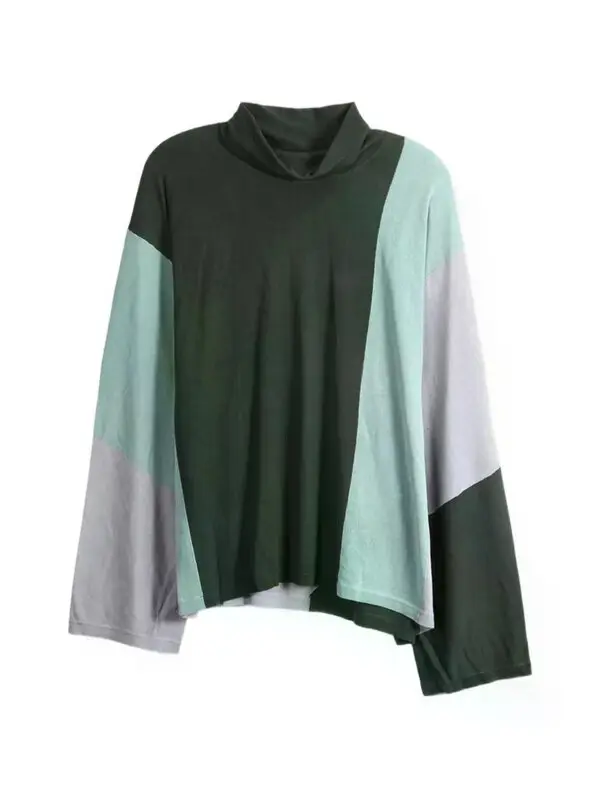 KIKO KOSTADINOV Colour-block Funnel-neck Sweater - Green