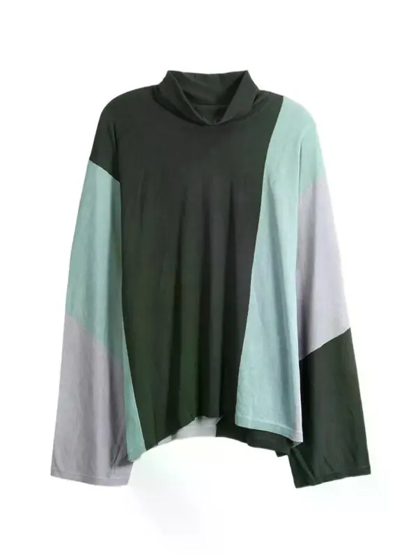 KIKO KOSTADINOV Colour-block Funnel-neck Sweater - Green