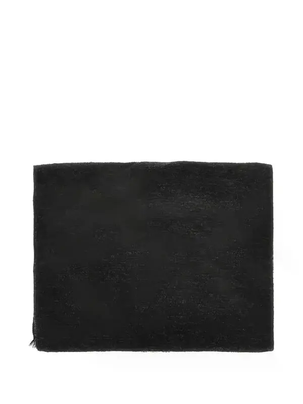 Emporio Armani Logo-embroidered Fringed Scarf - Black