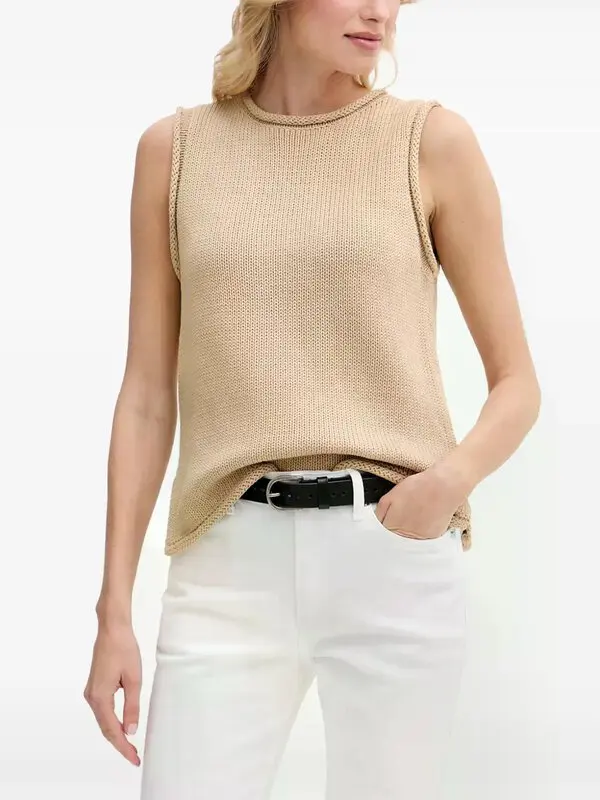 MOS MOSH Mmaubin Sl Rolled-trim Sleeveless Top - Neutrals