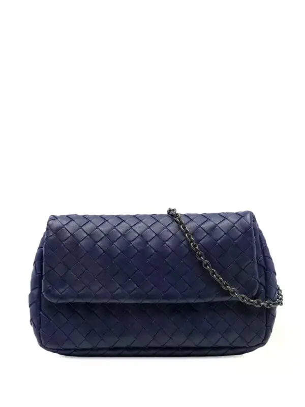 Bottega Veneta 2012-2026 Mini Nappa Intrecciato Expandable Chain Flap Crossbody Bag - Purple