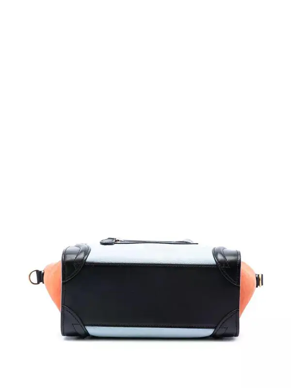 Celine Nano Luggage Tote Satchel In Nubuck And Drummed Calfskin - White