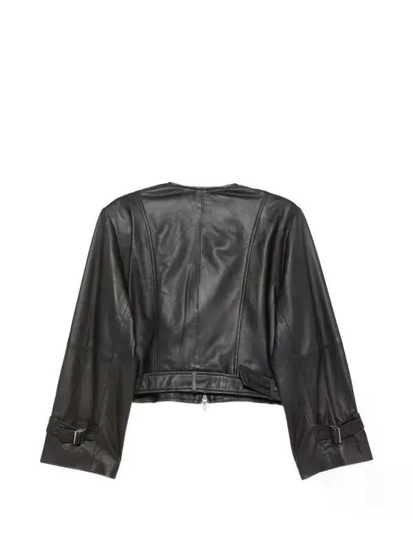 ALYSI Belted Leather Jacket