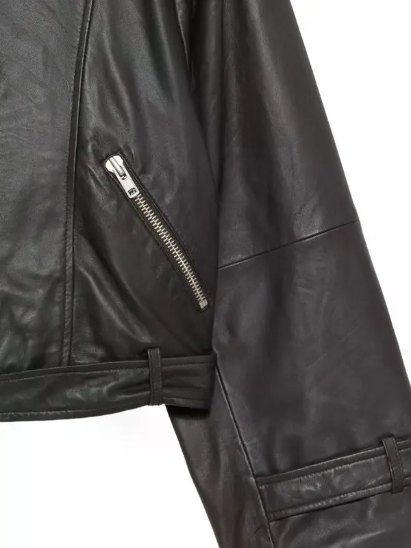 ALYSI Belted Leather Jacket