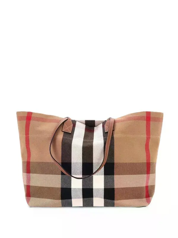 Burberry Soft House Check Canvas Medium Tote Bag - Brown