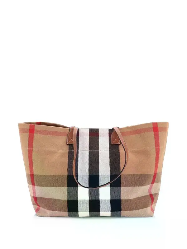 Burberry Soft House Check Canvas Medium Tote Bag - Brown