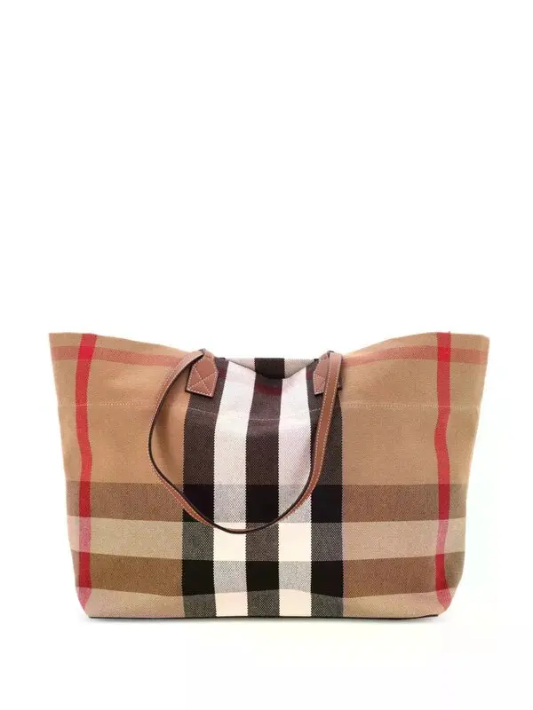 Burberry Soft House Check Canvas Medium Tote Bag - Brown