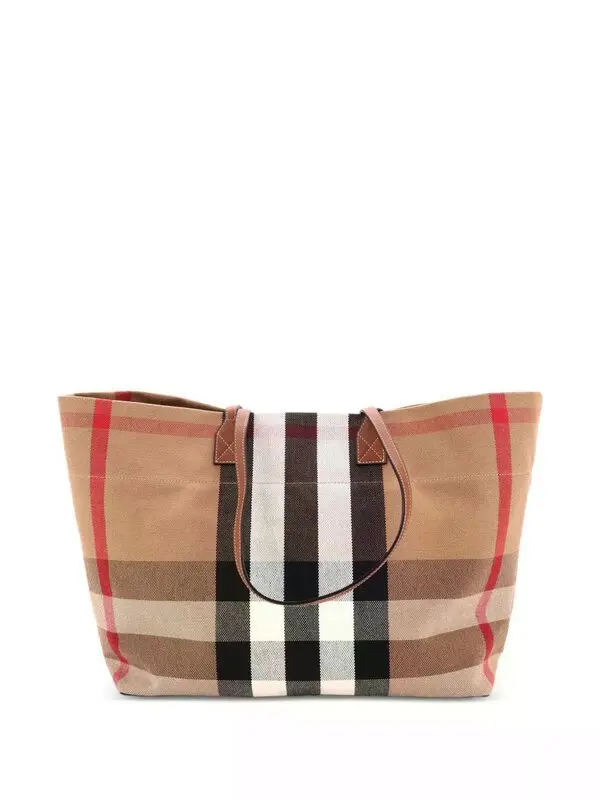 Burberry Soft House Check Canvas Medium Tote Bag - Brown
