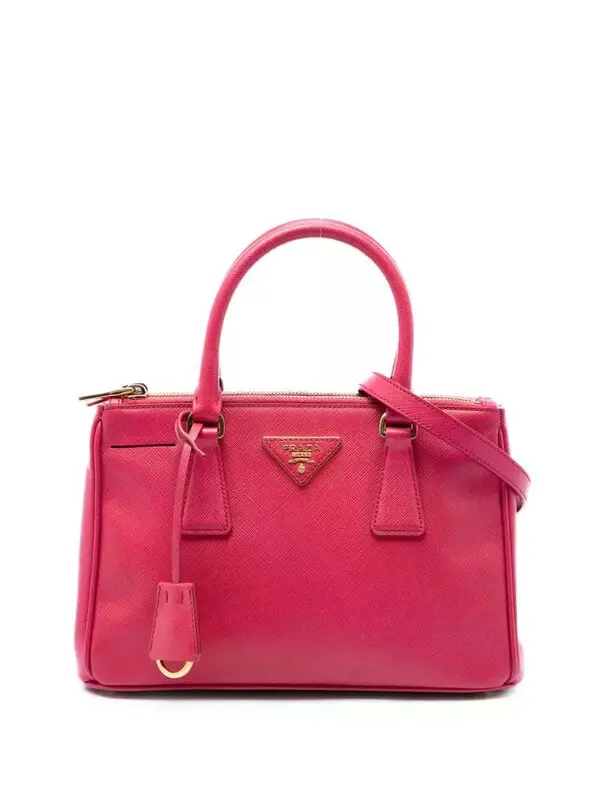Prada 2013-2026 Mini Saffiano Lux Galleria Double Zip Satchel - Pink