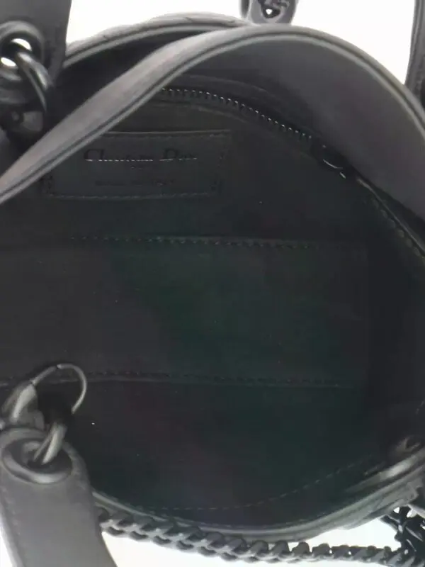 Dior Ultra Matte Lady Chain Bag Cannage Quilt Calfskin Mini Shoulder Bag - Black