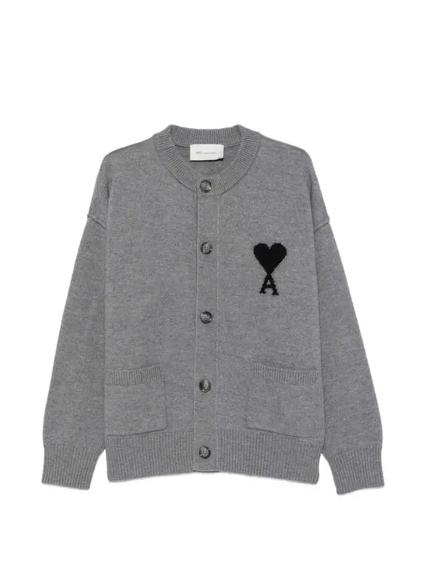 AMI Paris De Coeur Cardigan - Grey