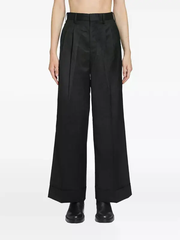 Junya Watanabe Pleated Pinstriped Trousers - Black