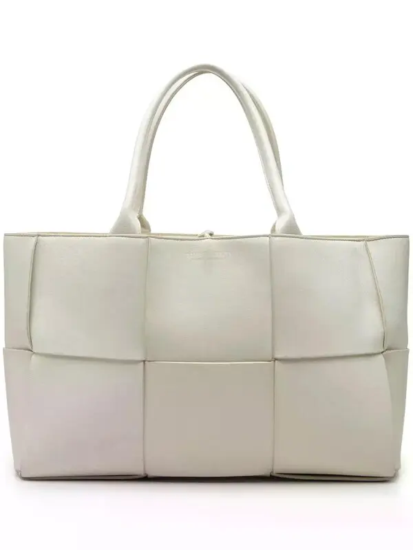 Bottega Veneta Medium Nappa Maxi Intrecciato Arco Tote Bag - White
