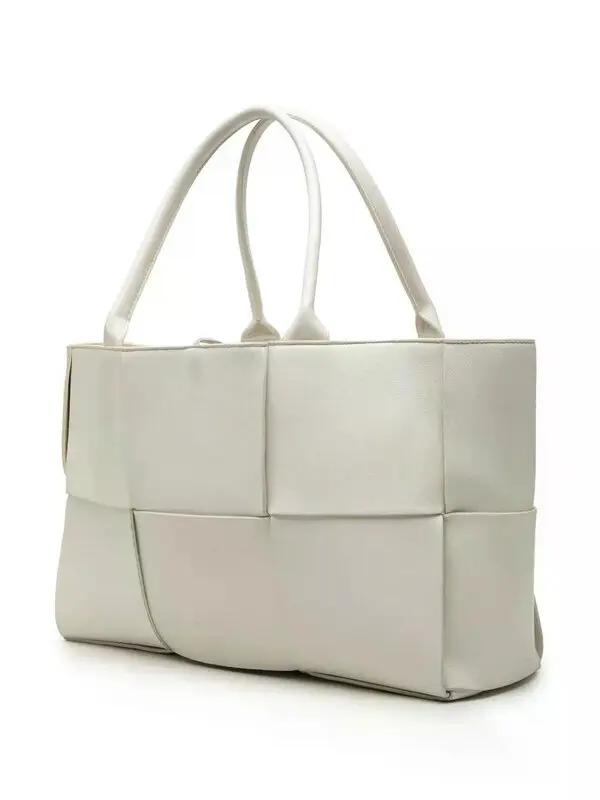 Bottega Veneta Medium Nappa Maxi Intrecciato Arco Tote Bag - White