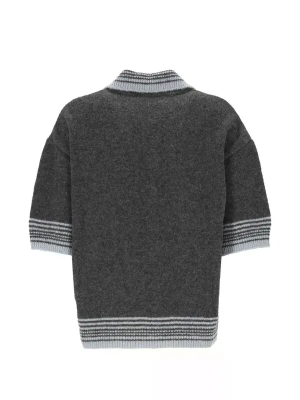TELA Striped-trim Polo Top