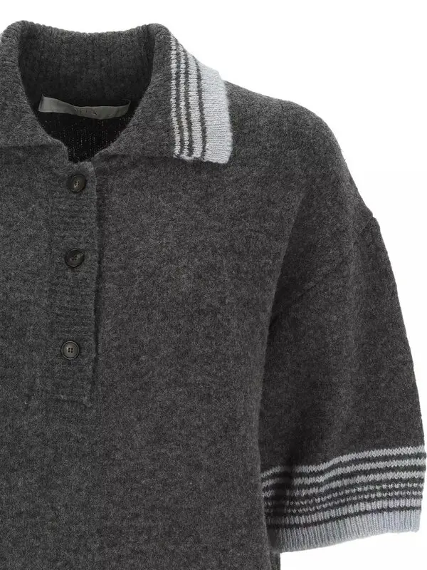 TELA Striped-trim Polo Top