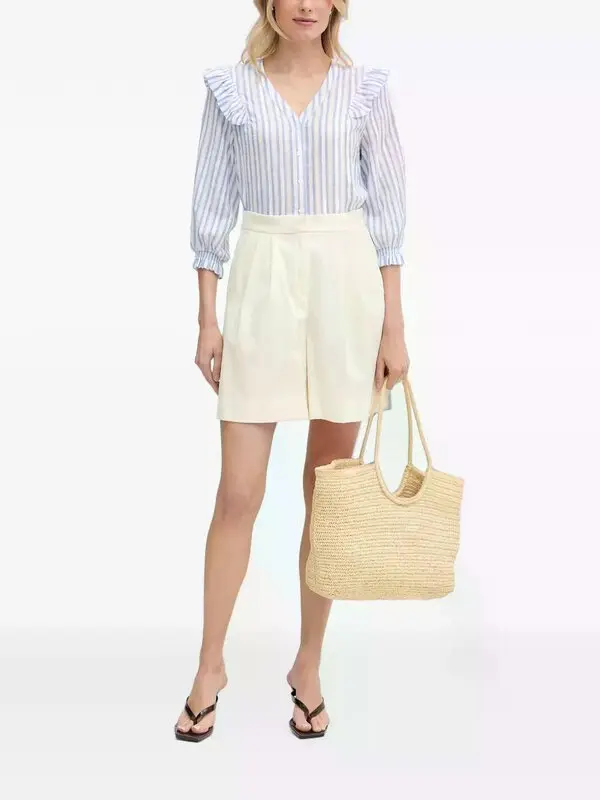 MOS MOSH Ruffle-trimmed Striped Shirt