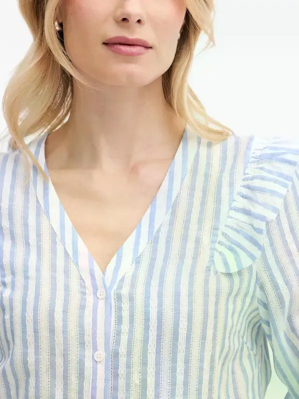 MOS MOSH Ruffle-trimmed Striped Shirt