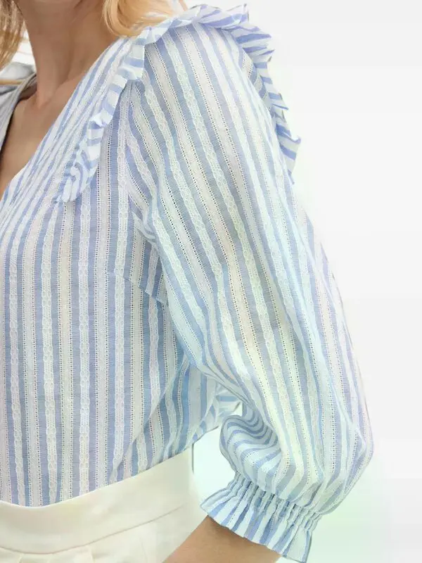 MOS MOSH Ruffle-trimmed Striped Shirt