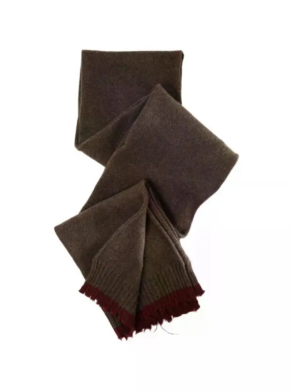 UMA WANG Fringed Ribbed-trim Scarf - Brown