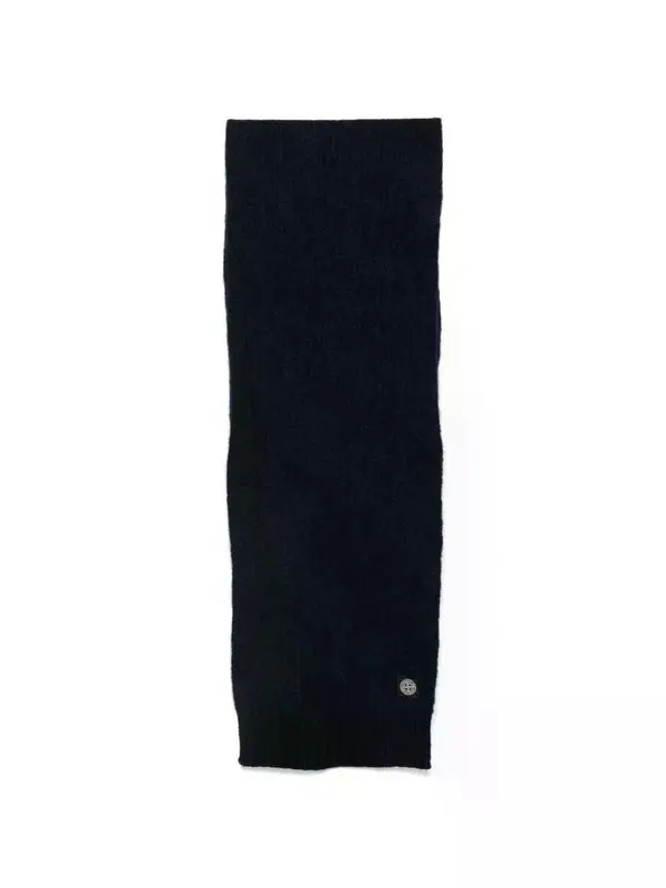 Stone Island Logo-patch Ribbed-knit Scarf - Blue