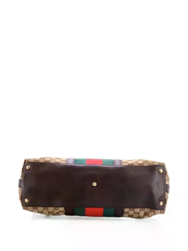 Gucci Rania Convertible Top Handle Bag Web Gg Canvas Medium Tote Bag