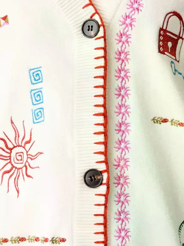 NEVER FULLY DRESSED Embroidered Blanket-stitch Cardigan