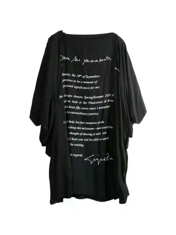 Yohji Yamamoto Slogan-print Graphic-print Midi Dress - Black