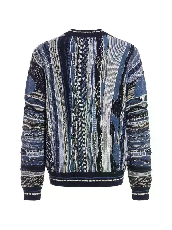 LANEUS Geometric-motif V-neck Cardigan
