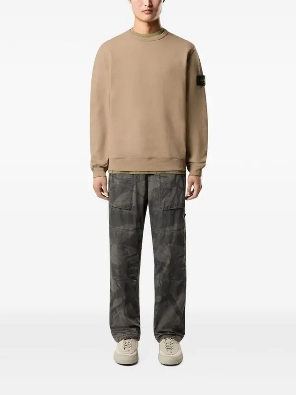 Stone Island Cotton Crewneck Sweatshirt With Logo Patch - Brown