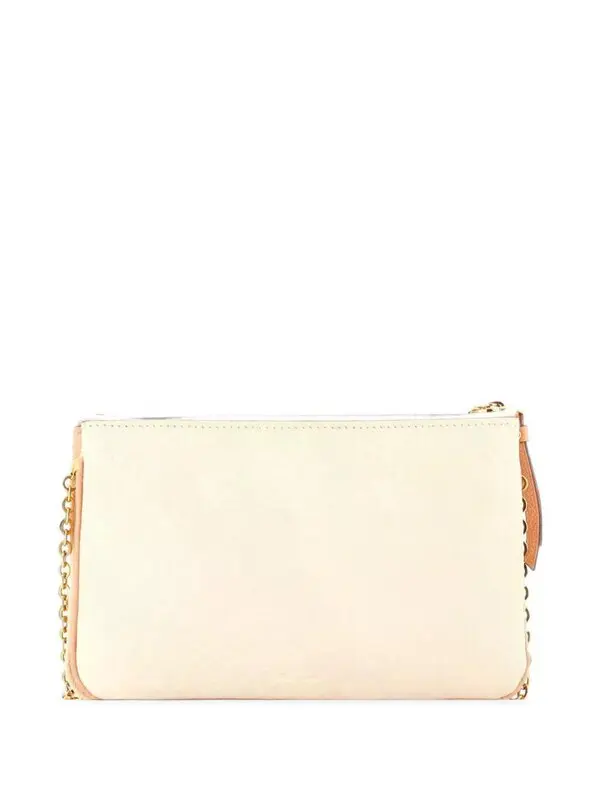 LOUIS VUITTON Double Zip Pochette Monogram Empreinte Leather Clutch Bag - Neutrals