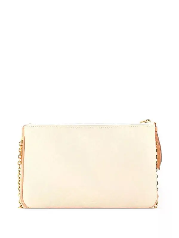 LOUIS VUITTON Double Zip Pochette Monogram Empreinte Leather Clutch Bag - Neutrals