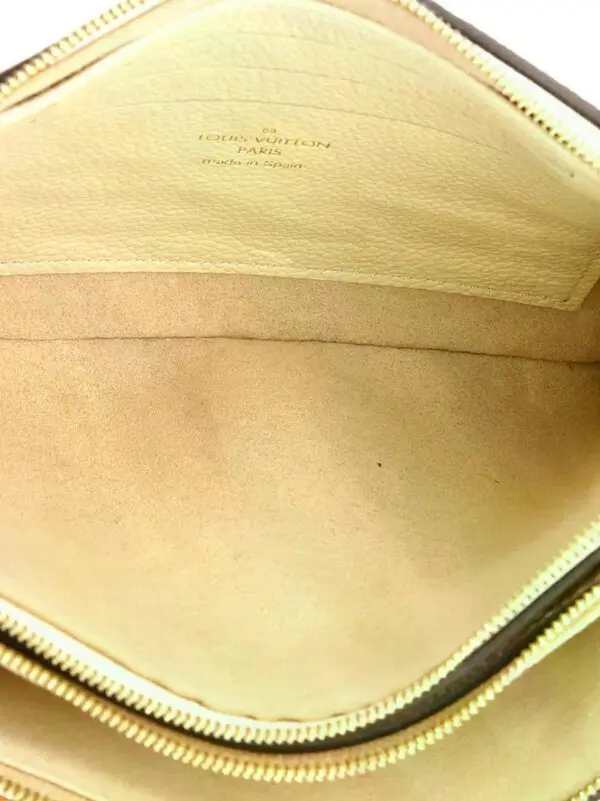 LOUIS VUITTON Double Zip Pochette Monogram Empreinte Leather Clutch Bag - Neutrals
