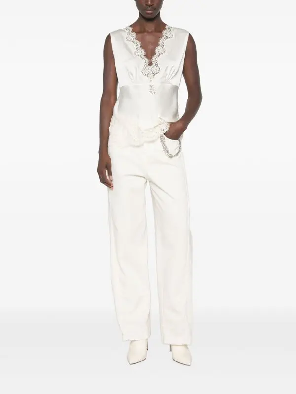 Ermanno Scervino Lace Trim V-neck Tank Top