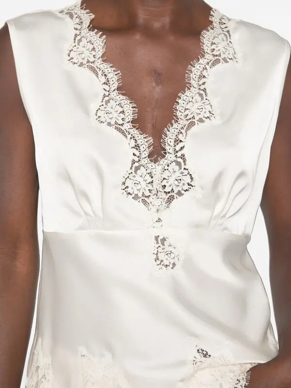 Ermanno Scervino Lace Trim V-neck Tank Top