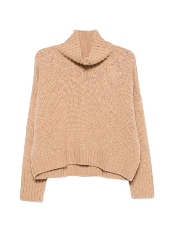 Soft Goat Cashmere Turtle-neck Sweater - Beige