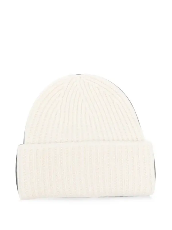 Soft Goat Ribbed Wool Beanie - White